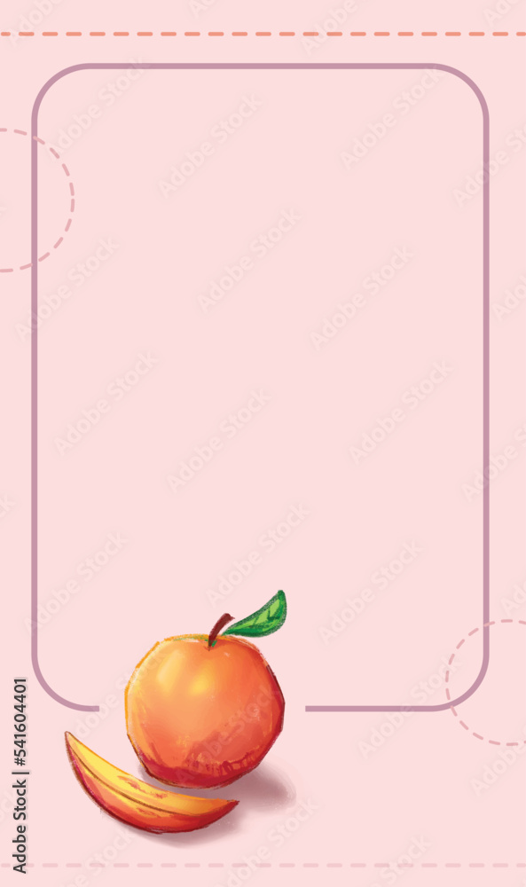 Cute peach fruit digital background pink girly and feminine vector ...