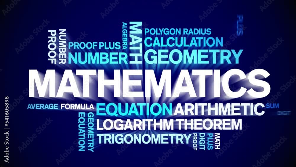Mathematics animated tag word cloud;text design animation kinetic ...