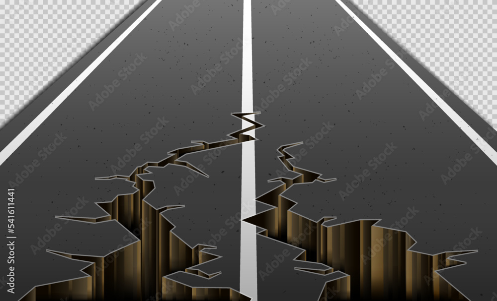 Cracks in Asphalt Roads caused by Earthquakes. Cracks on the Highway on ...
