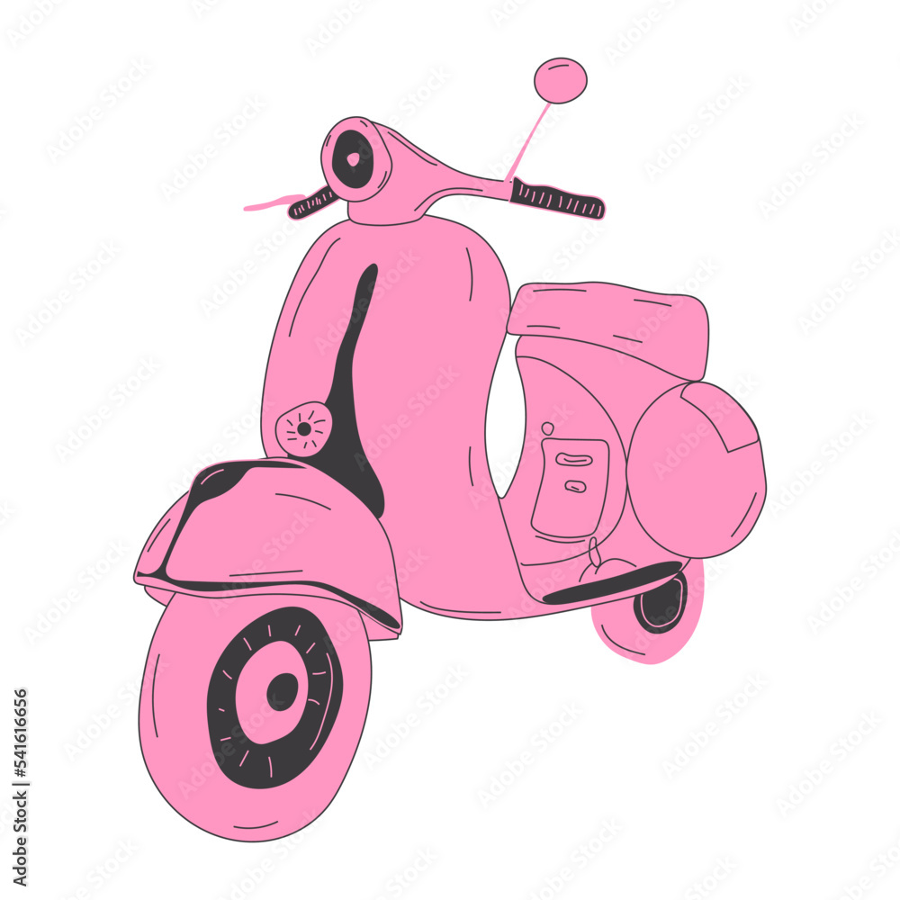 Scooter vintage motorcycle with pink color. Vector illustrator Stock Vector | Adobe Stock