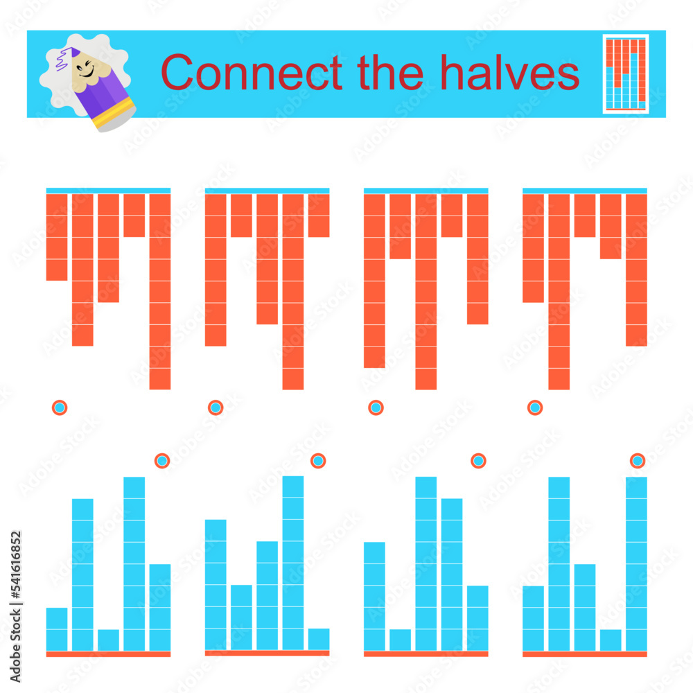 Fun puzzle game for kids. Need to connect the halves. Task for ...