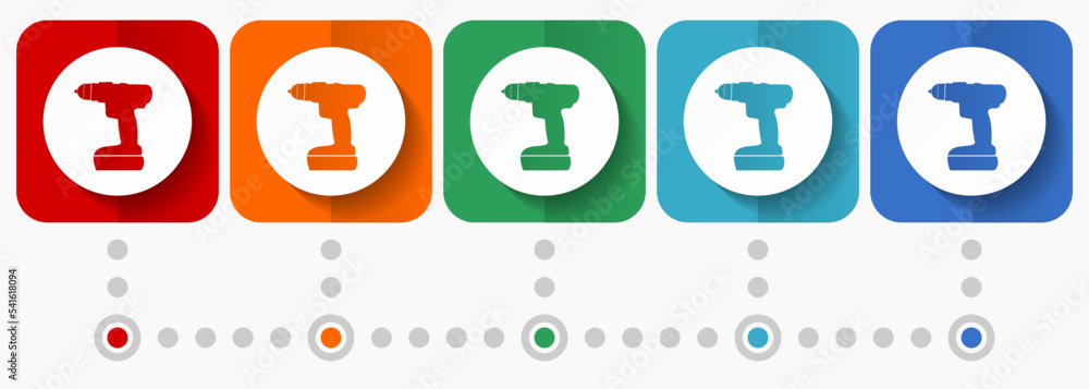 Cordless screwdriver, drill vector icons, infographic template, set of ...