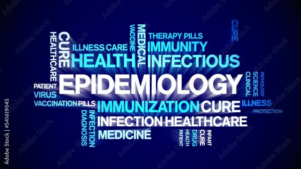 Epidemiology animated tag word cloud;text design animation kinetic ...