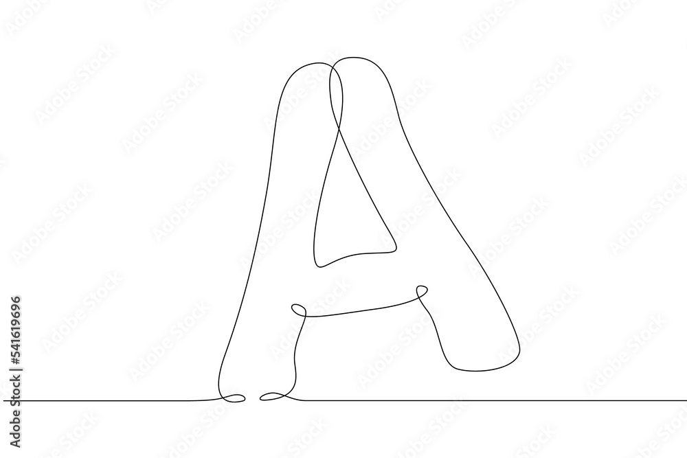 One continuous line. Letter of the alphabet. Latin alphabet. Capital ...