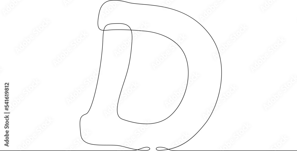 One continuous line. Letter of the alphabet. Latin alphabet. Capital ...