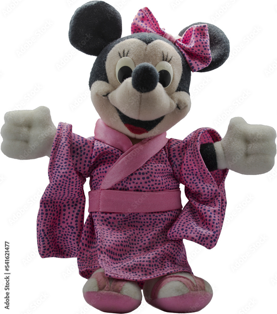 Minnie mouse plush toy still life with Japanese costume and friendly ...