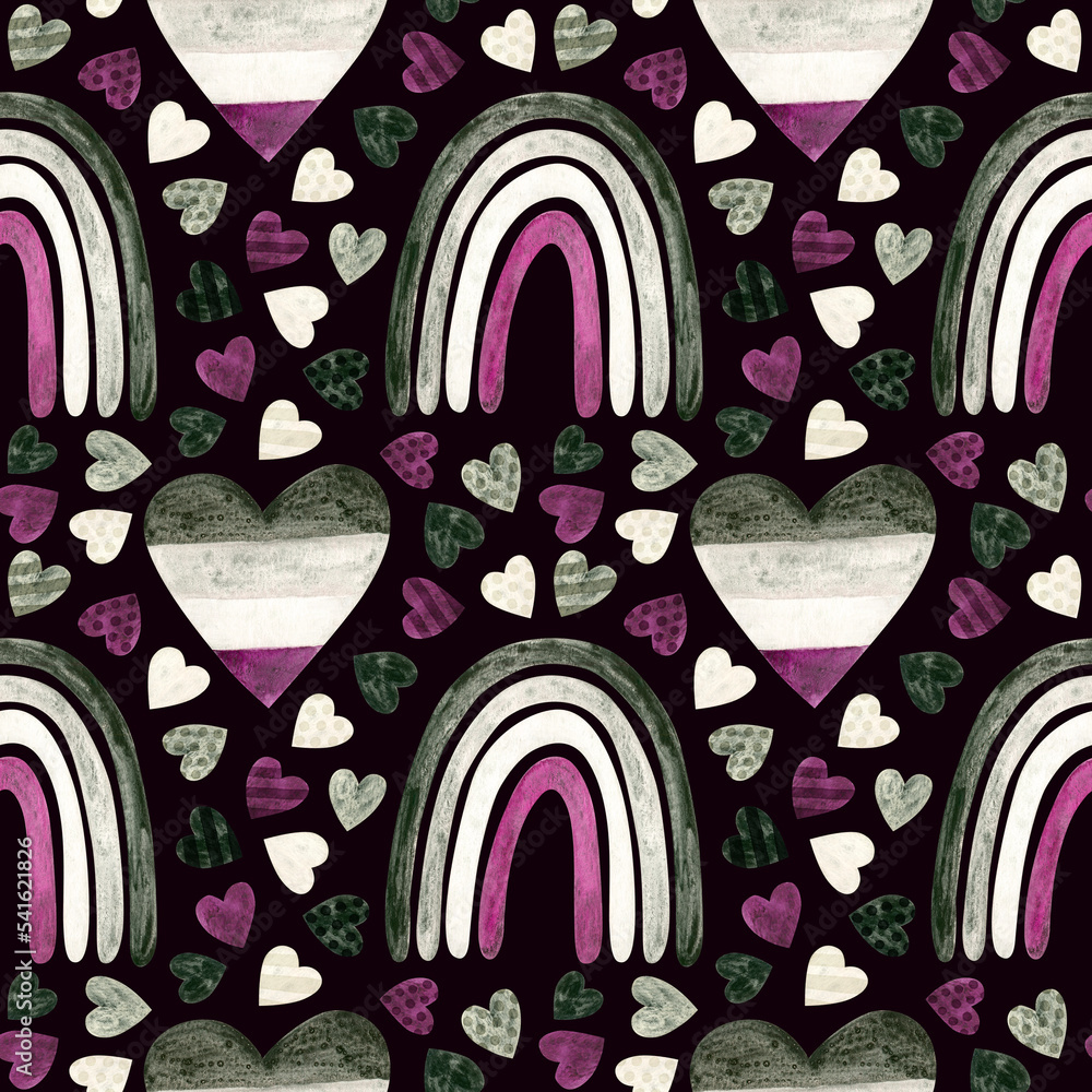 Asexual pride, rainbow seamless pattern. LGBTQIA art, rainbow clipart ...