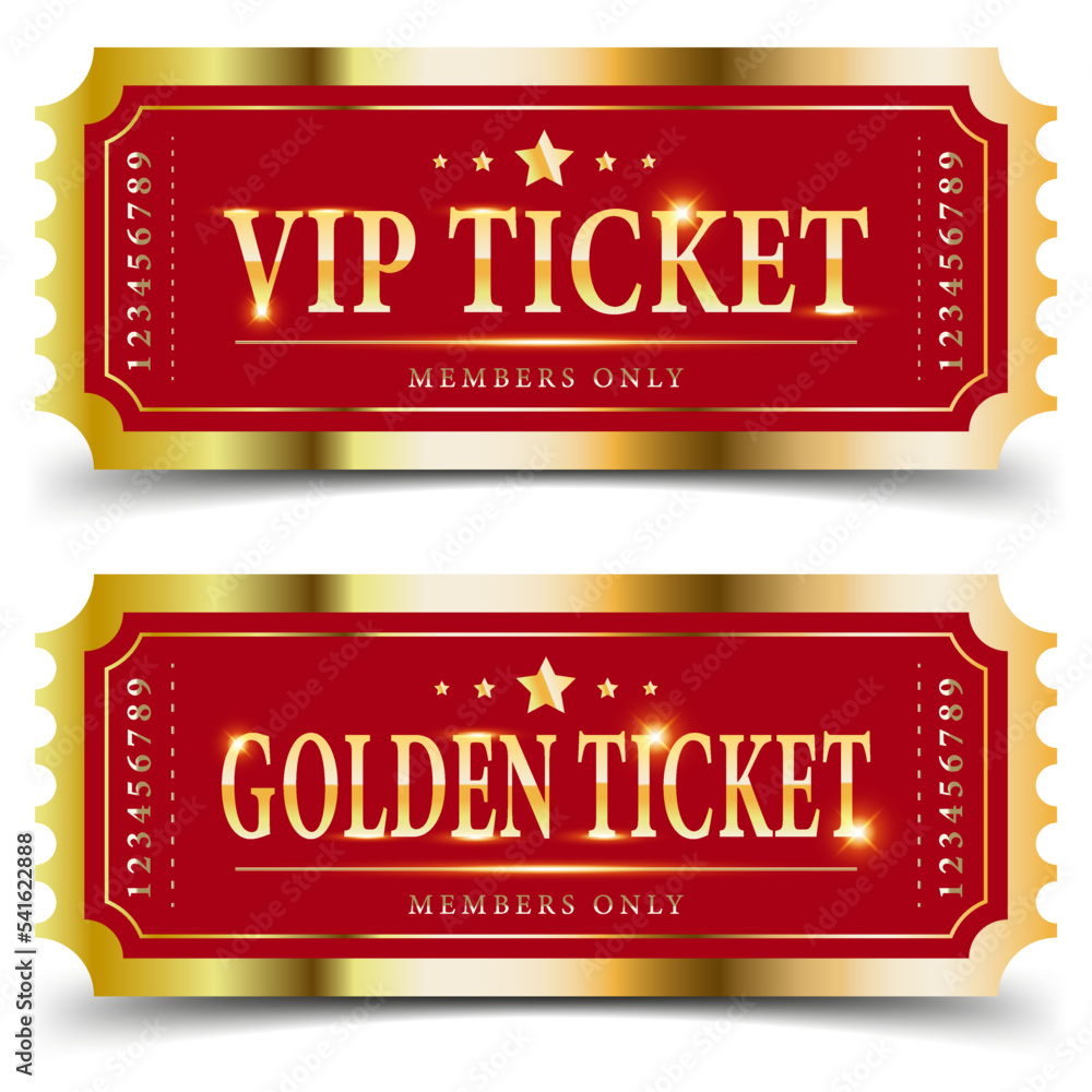 VIP and golden ticket for rich people red golden background Stock ...