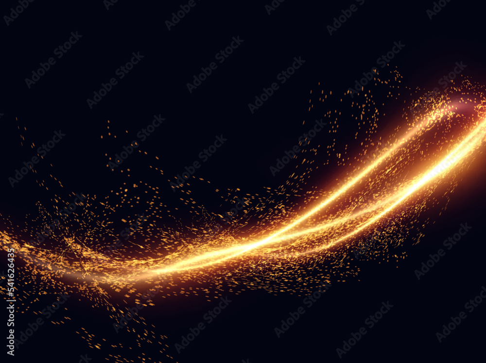 Fiery effect shiny line with bright sparks vector background. Stock ...
