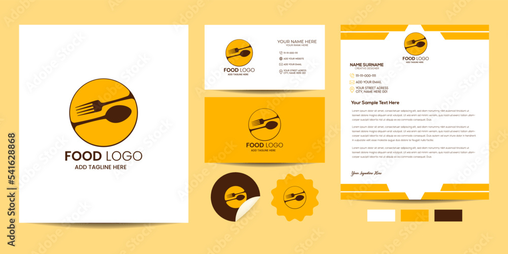 Corporate food logo identity template set. Complete branding logo ...
