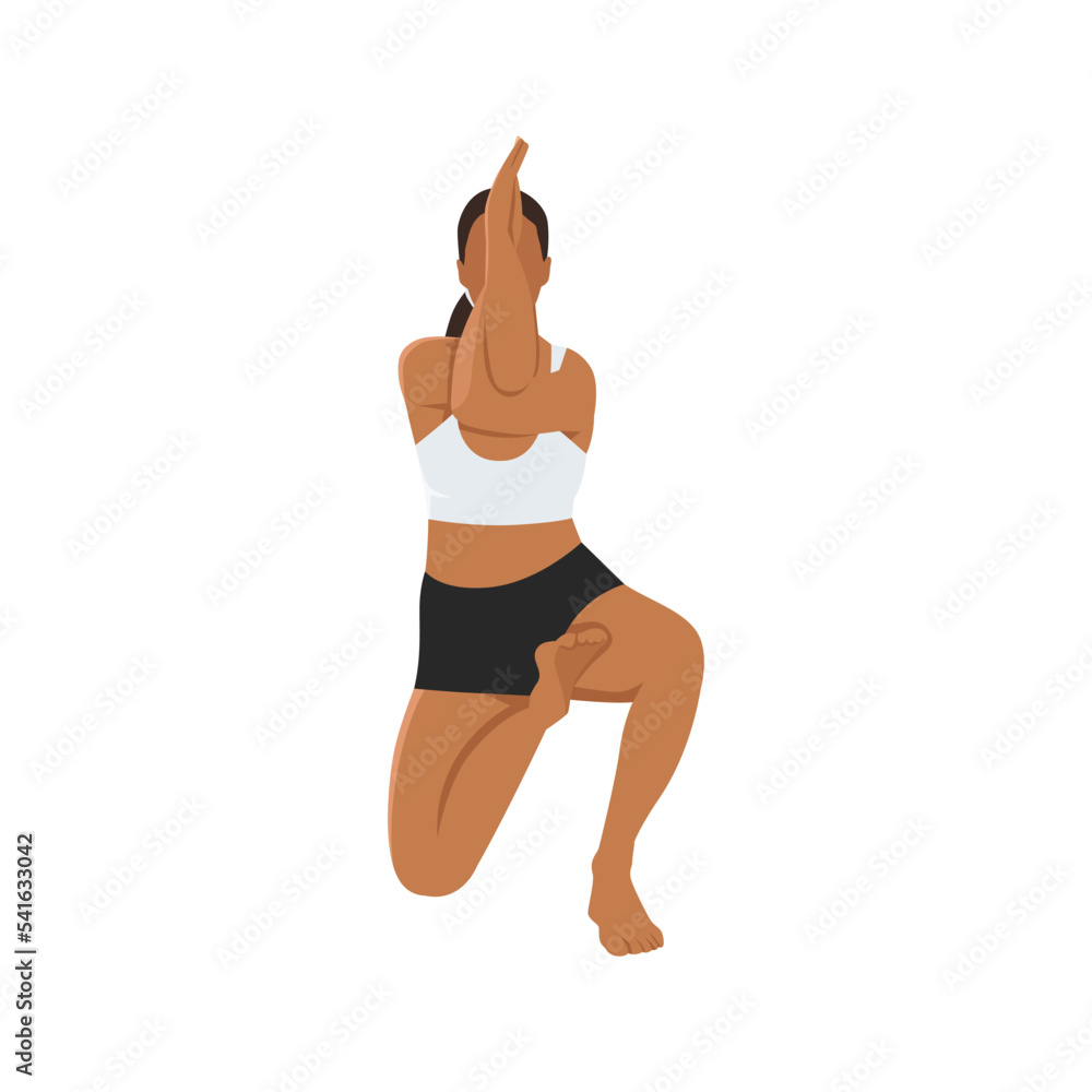 Woman doing Horse Face Pose. Practice Vatayanasana. Flat vector ...