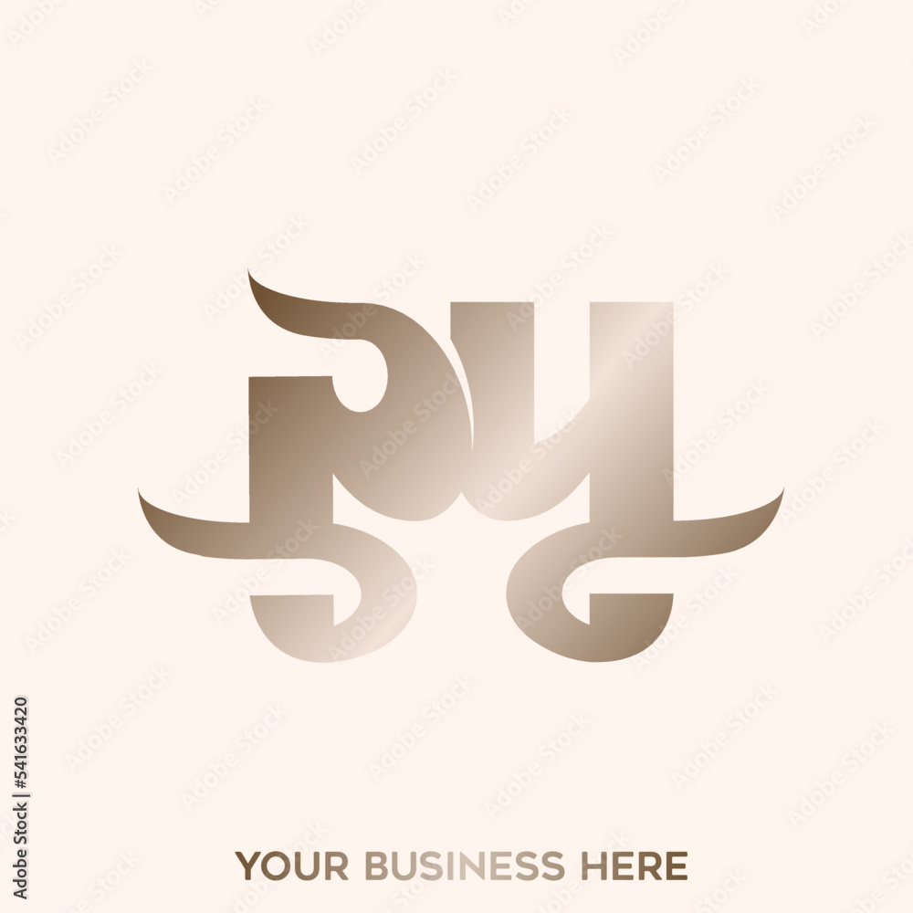 PY monogram logo.Gold letter p, letter y typography icon.Lowercase ...