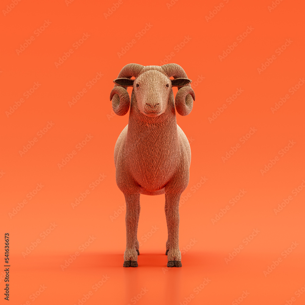 Ram sheep doll, stuffed animal toy made of cloth, single animal from ...