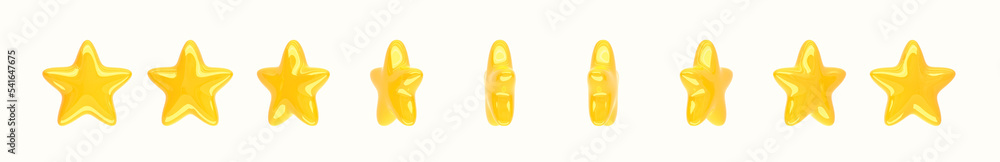 3D Golden star rotate animation, animated game sprite, ui rate sequence ...