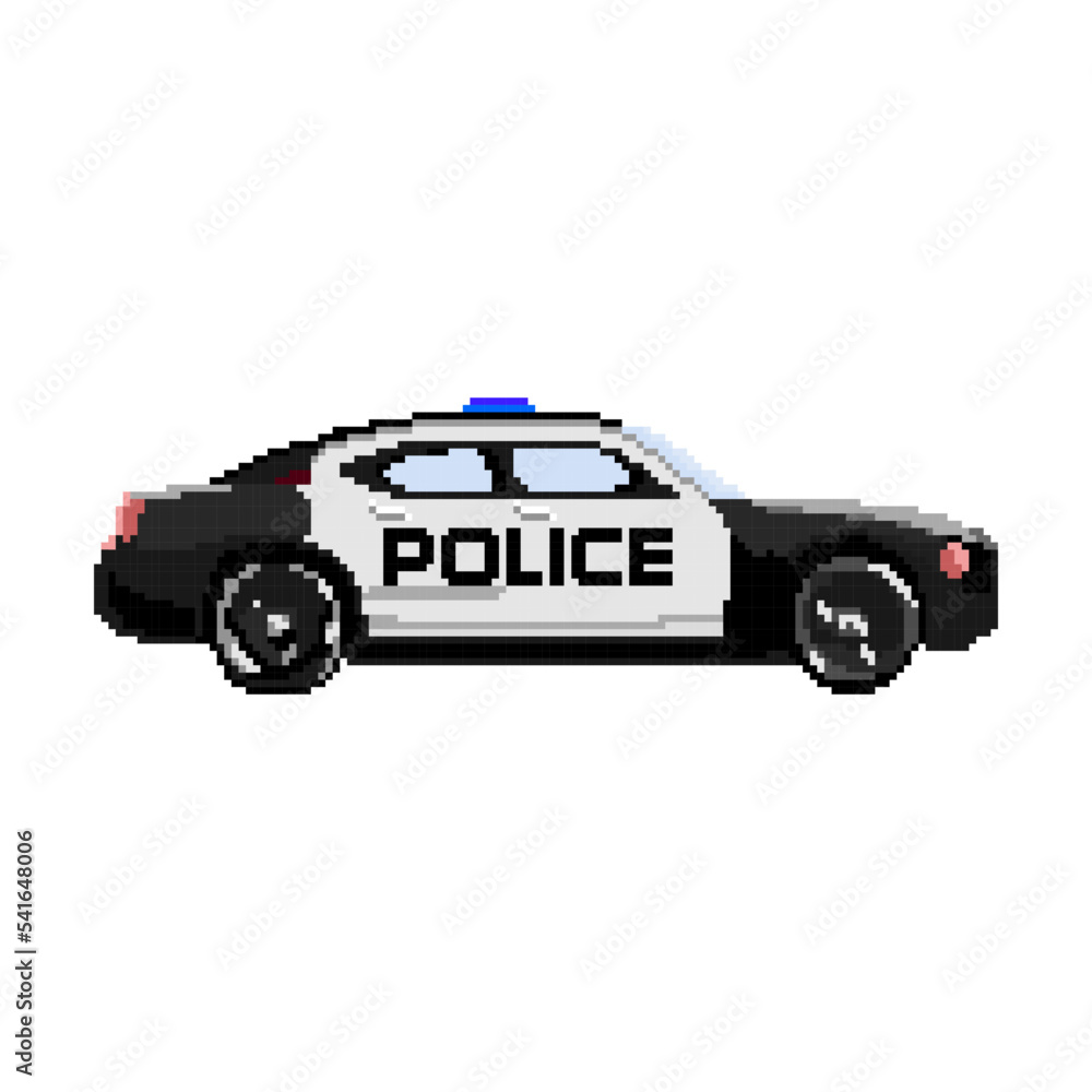 Vetor de PIXEL POLICE CAR. PIXEL CAR. PIX CARTOON ICON. do Stock ...