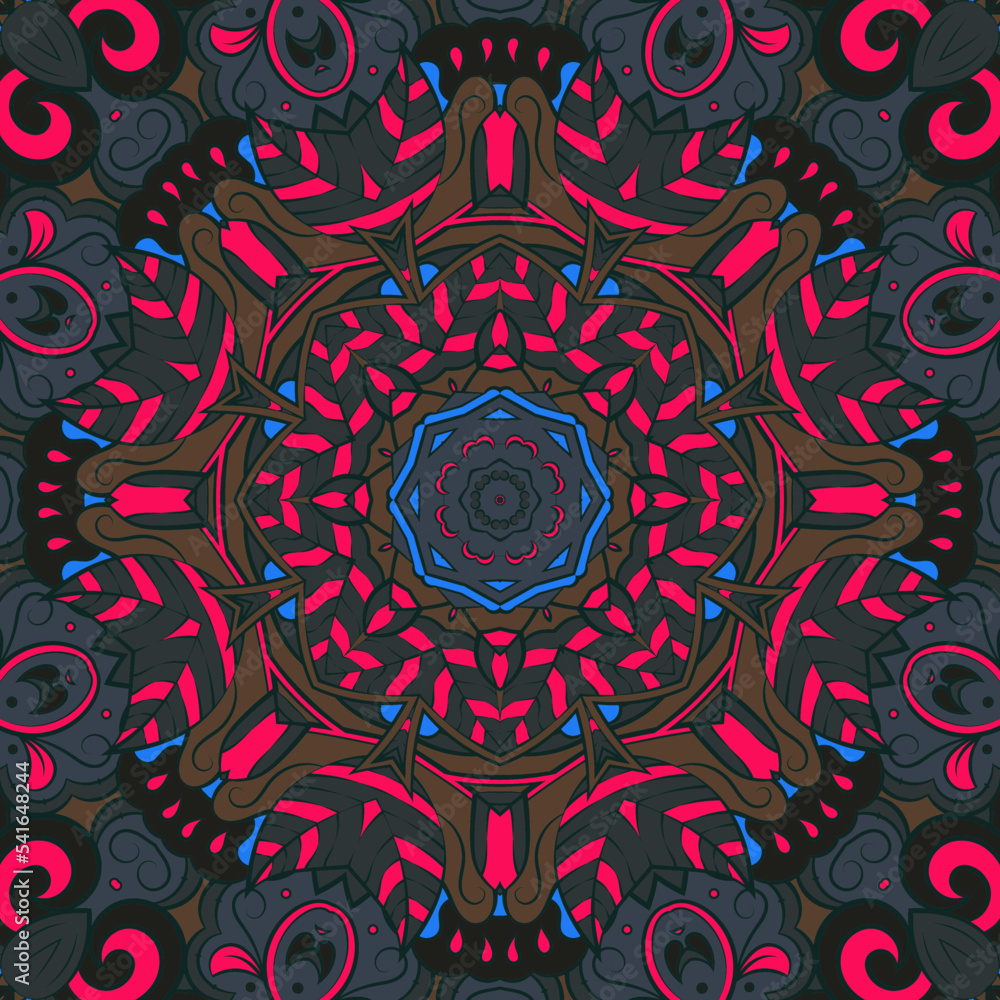 Seamless tile texture. Tracery mehndi design image. Dark toxic colors ...