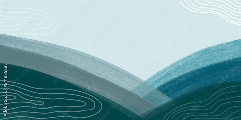 Ocean tone abstract blue green background watercolor wallpaper vector ...