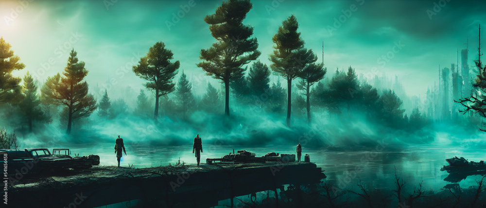 Artistic concept illustration of a dystopian city, background ...