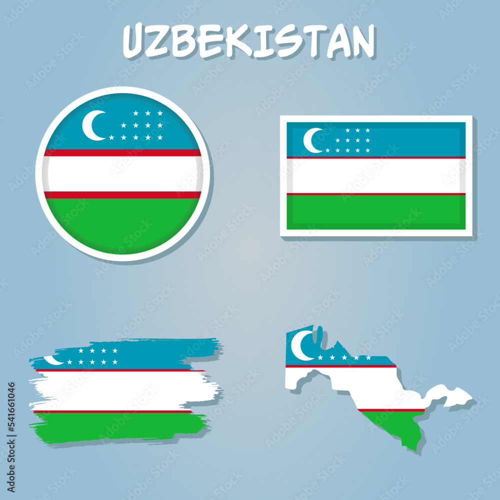 Poster Uzbekistan flag inside map borders vector illustration. – Wall ...