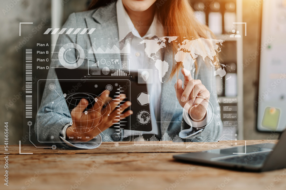 Businessman hand Project manager working and update tasks and Gantt ...