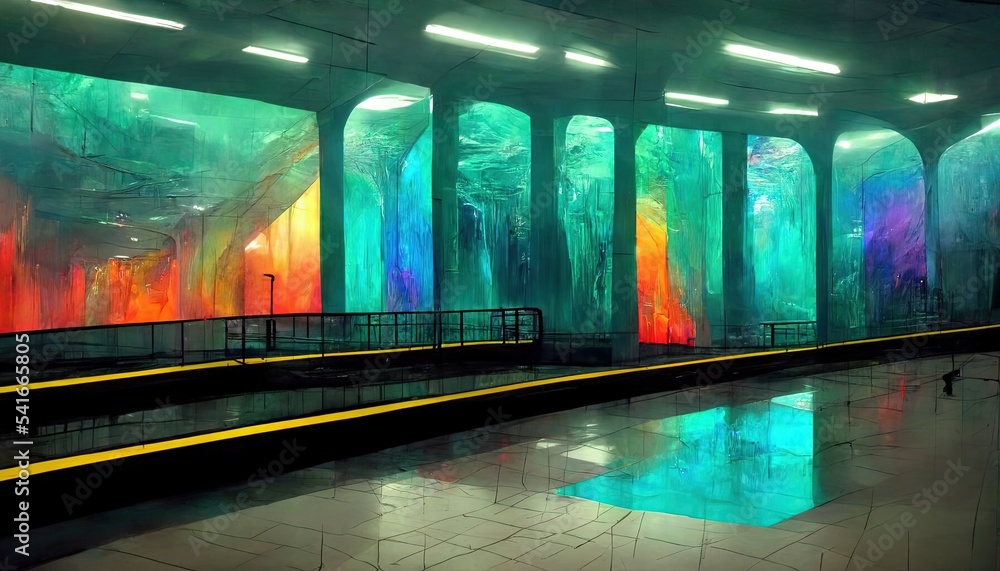 Futuristic underground subway station, fantasy world transit Stock ...