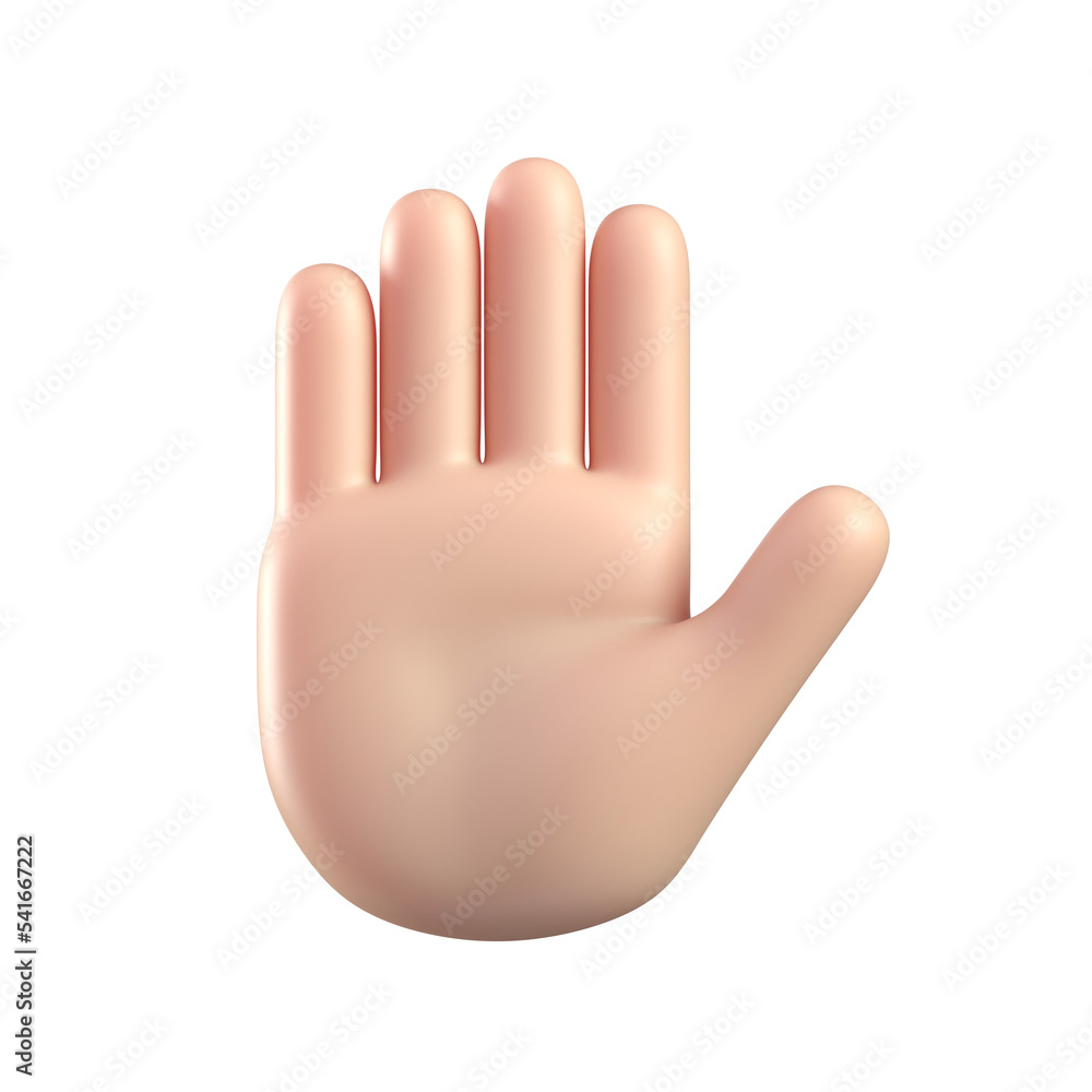 Cartoon 3d hand with open palm gesture, hand taking an oath, stop hand ...