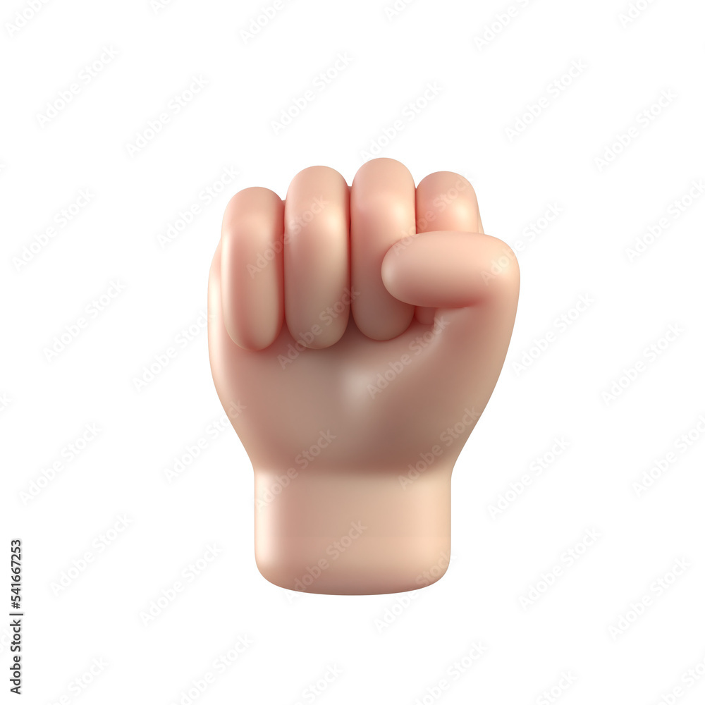 Cartoon 3d fist, hand power gesture. 3d rendering Stock Illustration ...