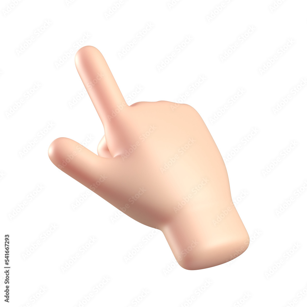 Cartoon 3d hand pointing at touch screen or pushing the button, hand ...