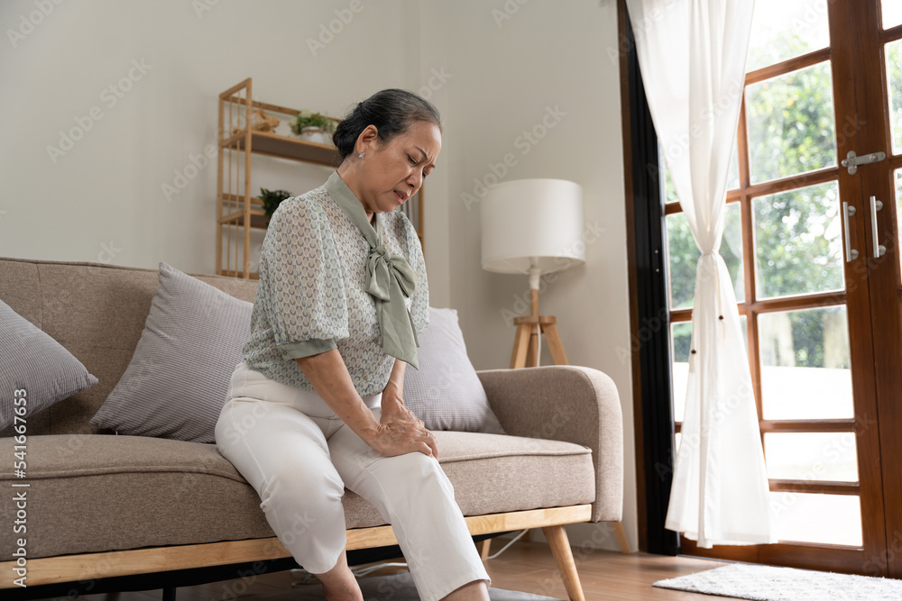 sick old senior woman suffering from stomachache, diarrhea ...