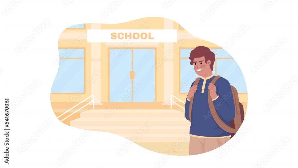 Animated isolated return to school. Looped flat 2D character HD video ...