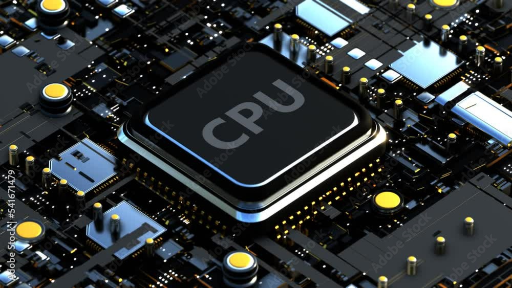 Cpu Modern Processor Motherboard Computer Chip With Connections And Signals Stock Video
