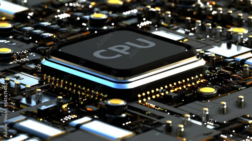 CPU. Modern processor. Motherboard. Computer chip with connections and signals. Stock ビデオ ...