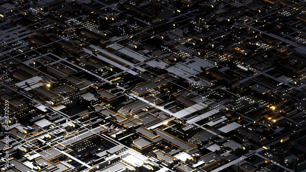 Technology background. Modern motherboard with internal electronic ...