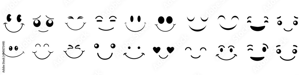 Vetor de Smiley Face icon vector set. Happy Face illustration sign ...