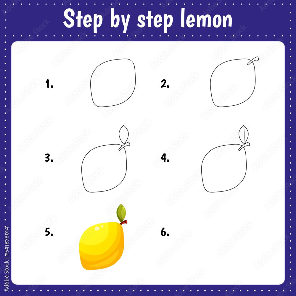 Educational worksheet for kids. Step by step drawing illustration ...