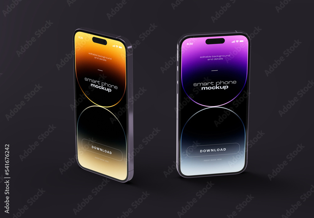 Dual Smartphone Mockup Featuring Gradient Screens – Premium Mobile ...