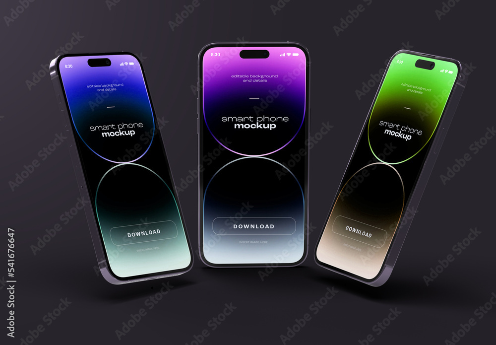 Smart Phone Mockup Design Deep Purple Color Stock Template | Adobe Stock