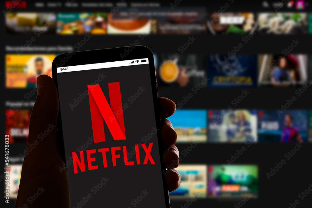 In this photo illustration the streaming app Netflix logo is seen on ...