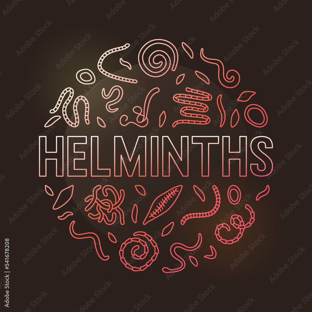 Helminths Round colorful Banner. Vector concept circular illustration ...