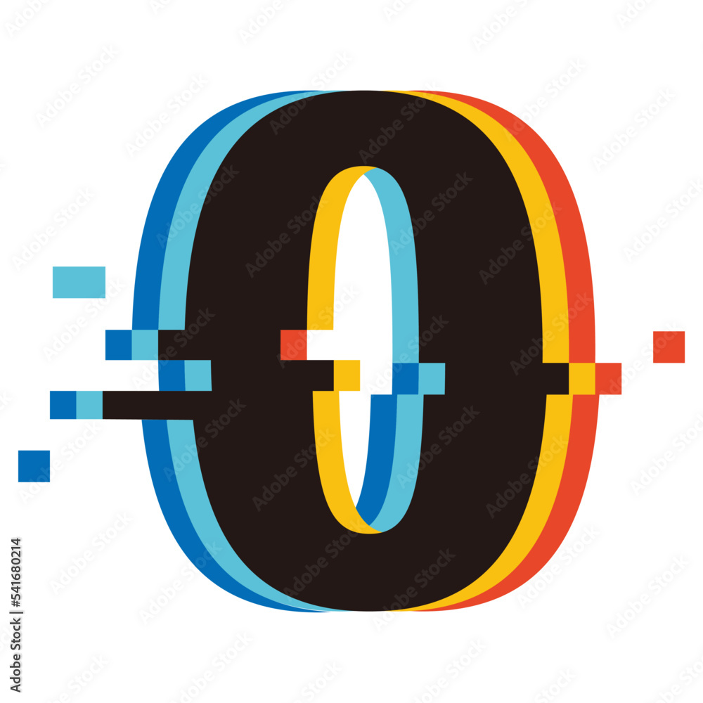 Number 0, Digital glitched numbers with distortion effect Stock Vector ...