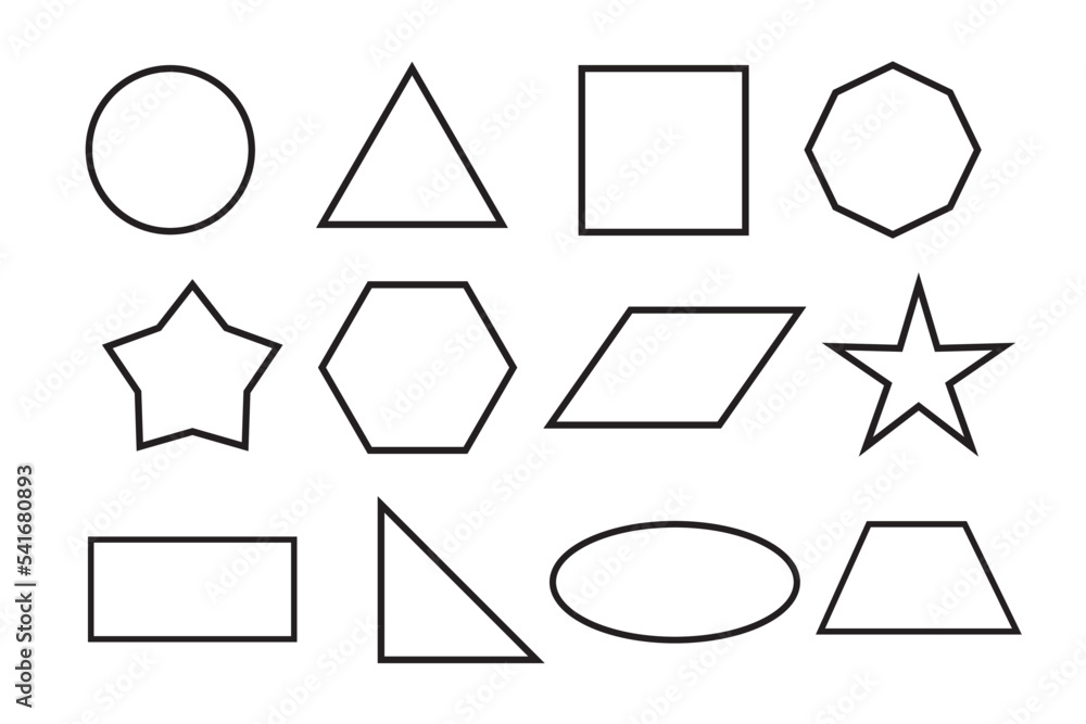 Geometric shapes outline collection diagram element for education and ...