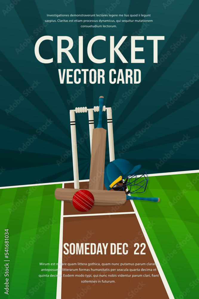 Cricket flyer, poster design Stock Vector | Adobe Stock