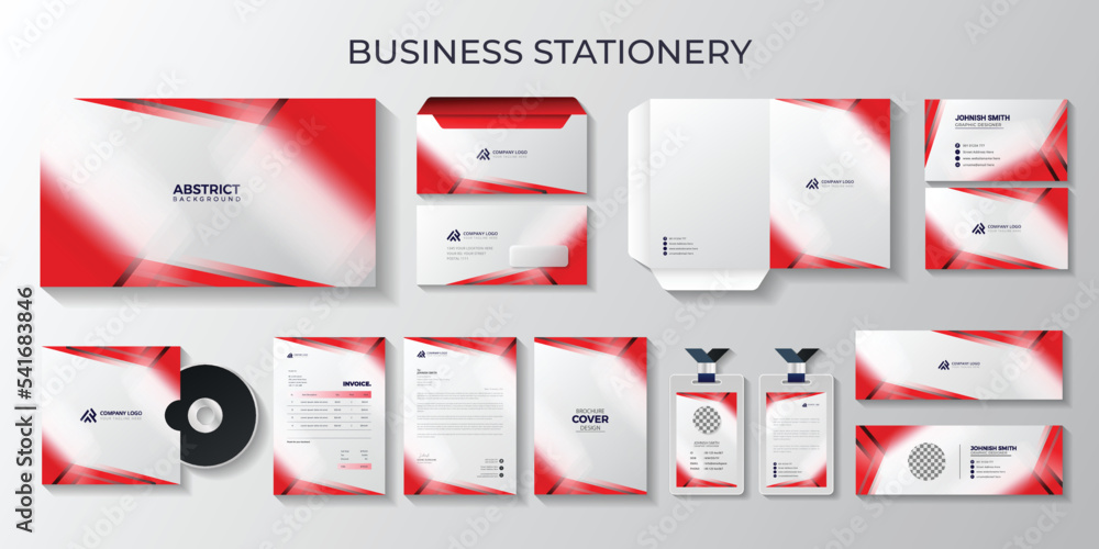 Red professional business stationery and identity, branding ...