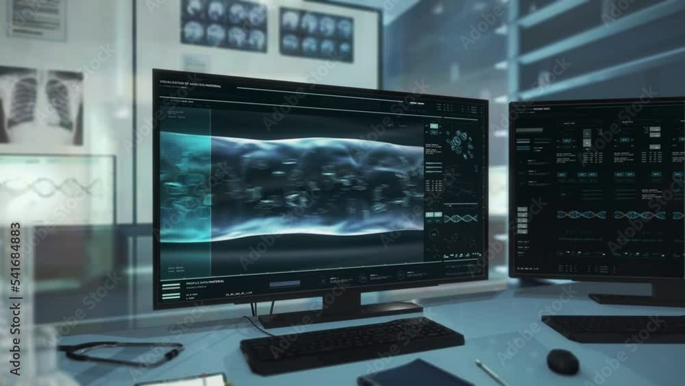 Futuristic Microscopic Analysis Of Cells In Vein Checks Blood Type A ...