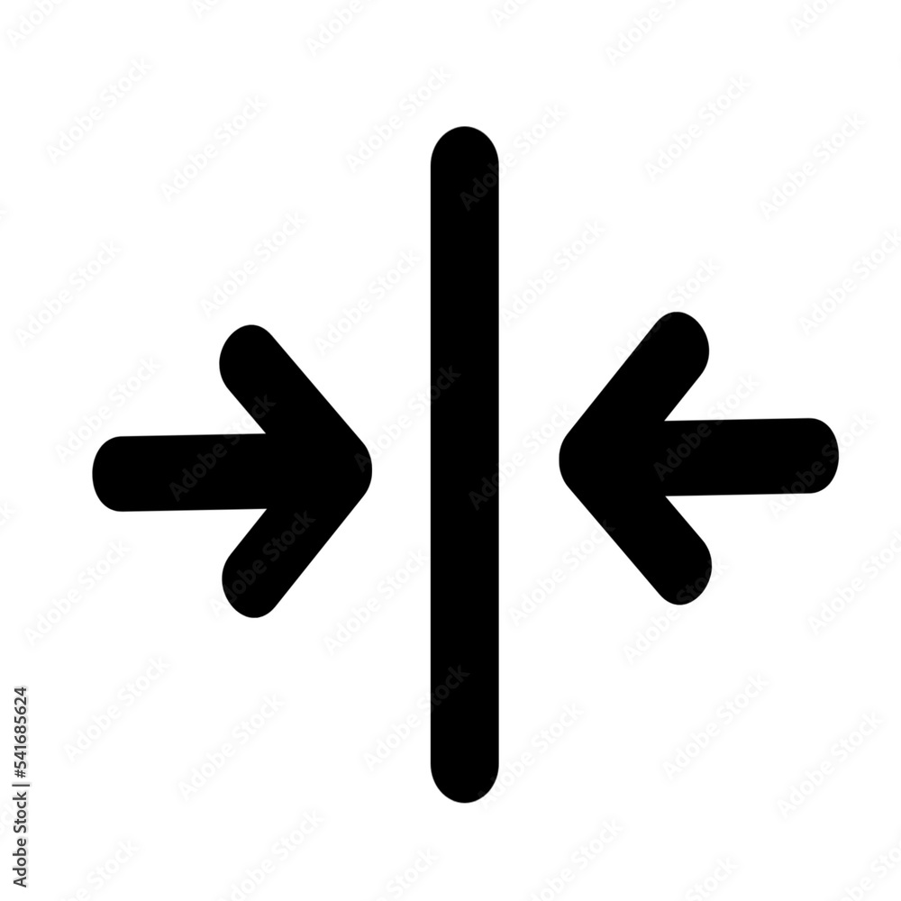 Left and right arrows with vertical line separator, splitter icon Stock ...