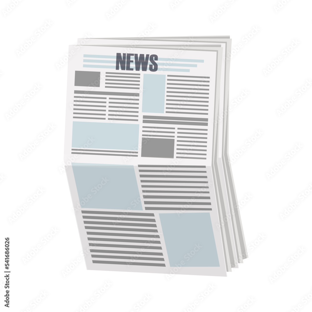 Newspaper pile, stack of magazine with rope in cartoon style isolated ...