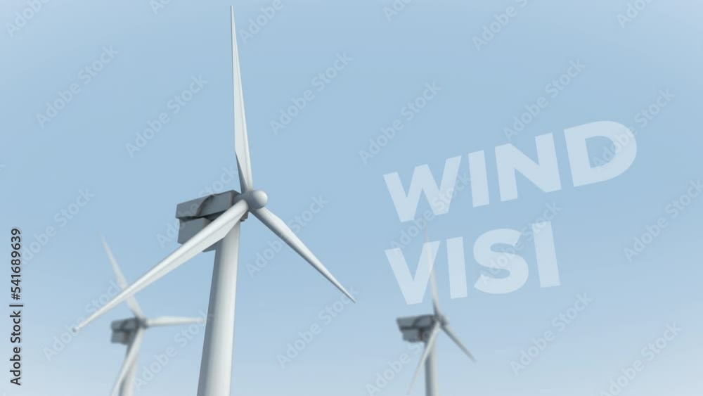 Working Horizontal-Axis Turbines From Side View. Three Long Rotating Blades Are Highlighted In ...