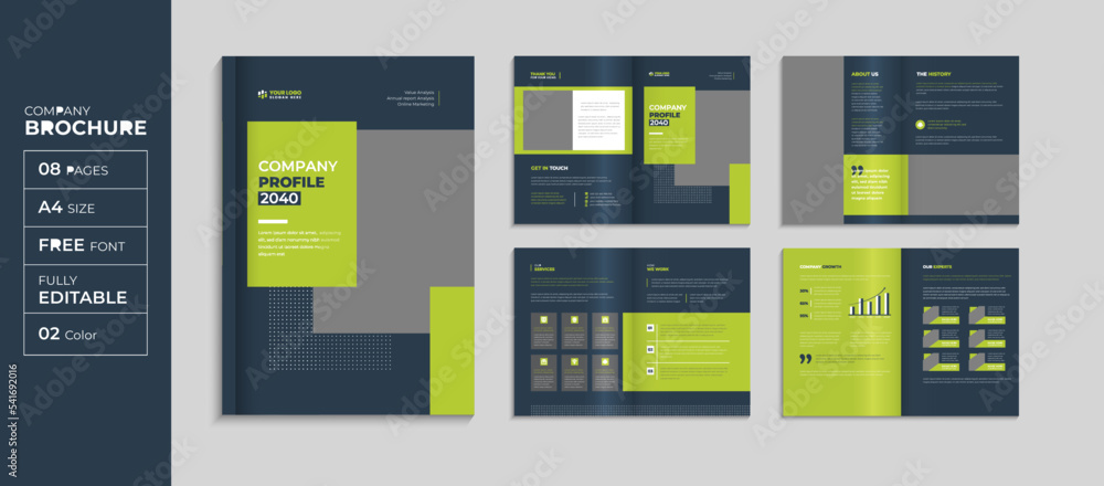Minimal business brochure design template a4 annual book cover simple ...