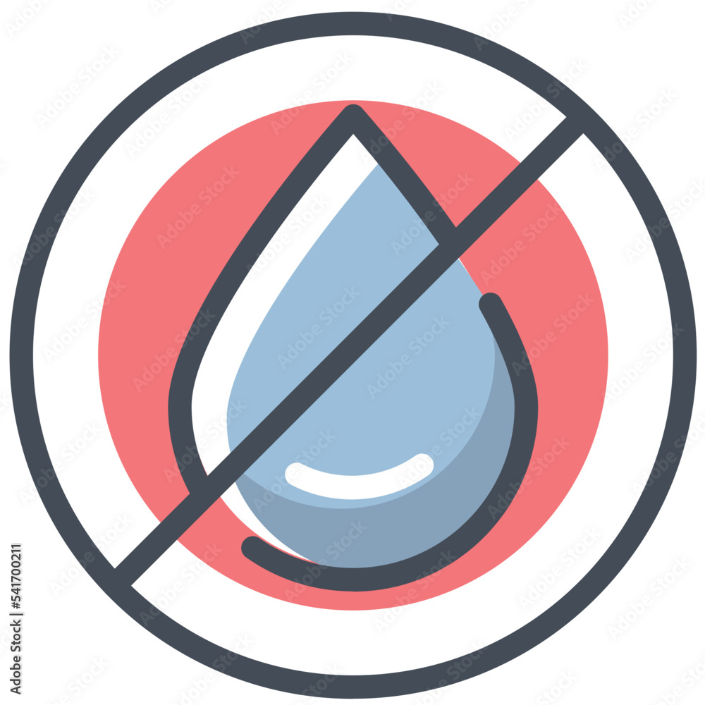 wet, drop, moisture, no, water, icon, warning, sign, symbol, forbidden ...