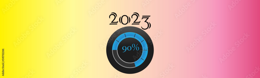 Countdown to 2023 concept. The virtual radial loading bar with loading ...